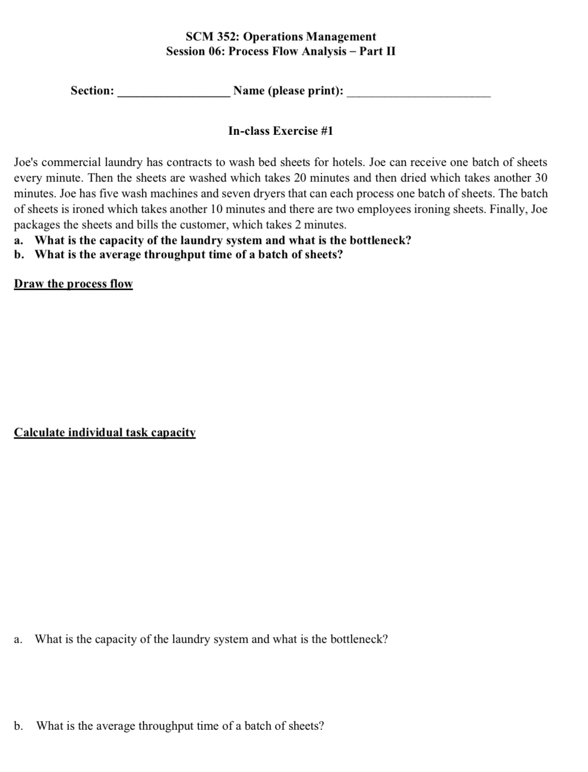 Solved SCM 352: Operations ManagementSession 06: Process | Chegg.com