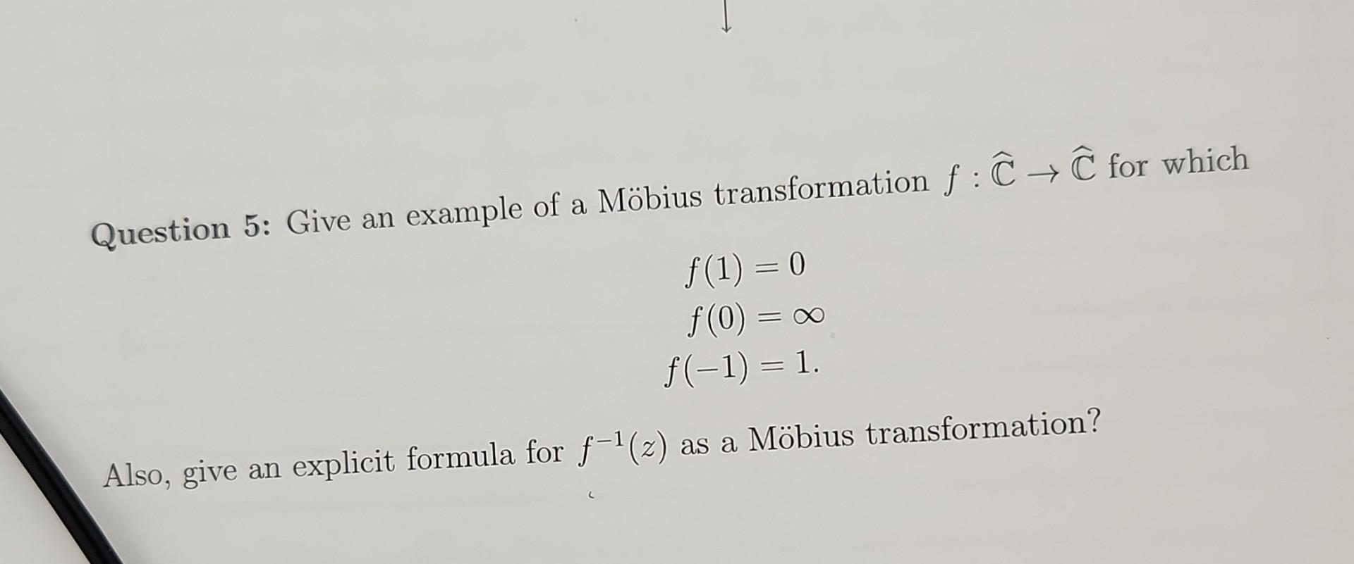 Question 5: Give an example of a Möbius | Chegg.com