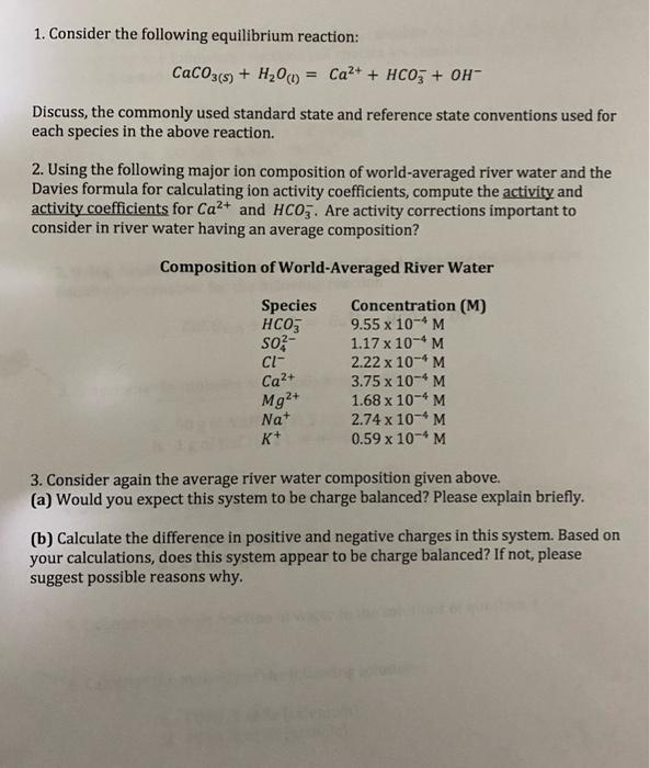 Solved 1. Consider the following equilibrium reaction: | Chegg.com
