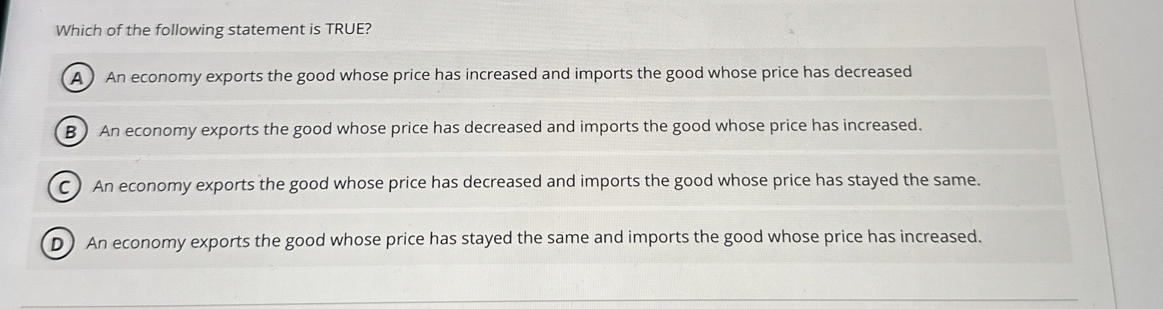 Solved Which of the following statement is TRUE?An economy | Chegg.com