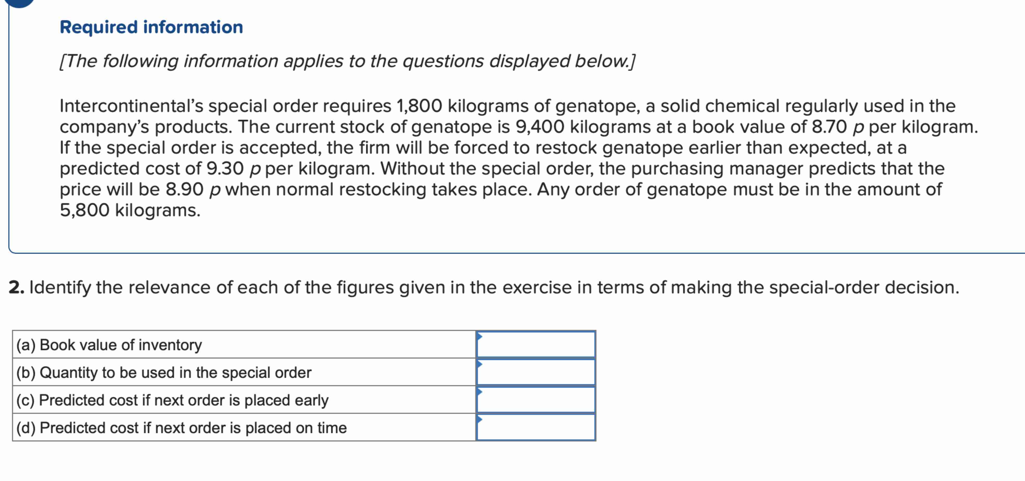 Required information [The following information | Chegg.com