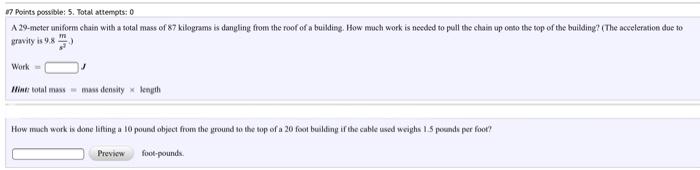 Solved 17 Points possible: 5. Total attempts: 0 A 29-meter | Chegg.com