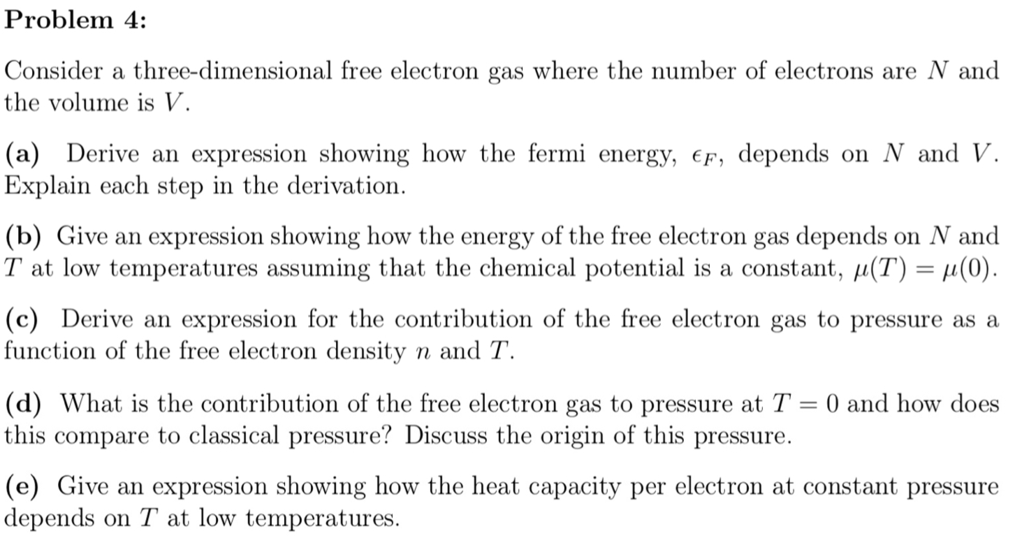 Solved Problem 4:Consider a three-dimensional free electron | Chegg.com