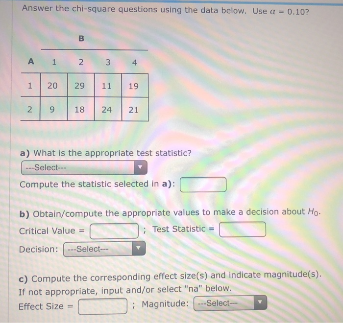 Solved Answer the chi-square questions using the data below. | Chegg.com