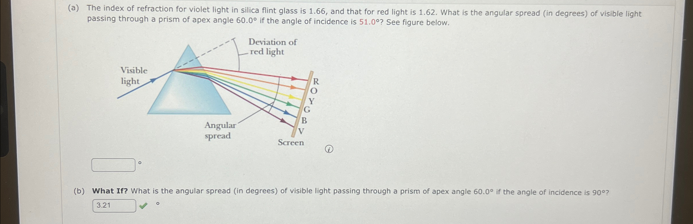 Solved (a) ﻿The index of refraction for violet light in | Chegg.com