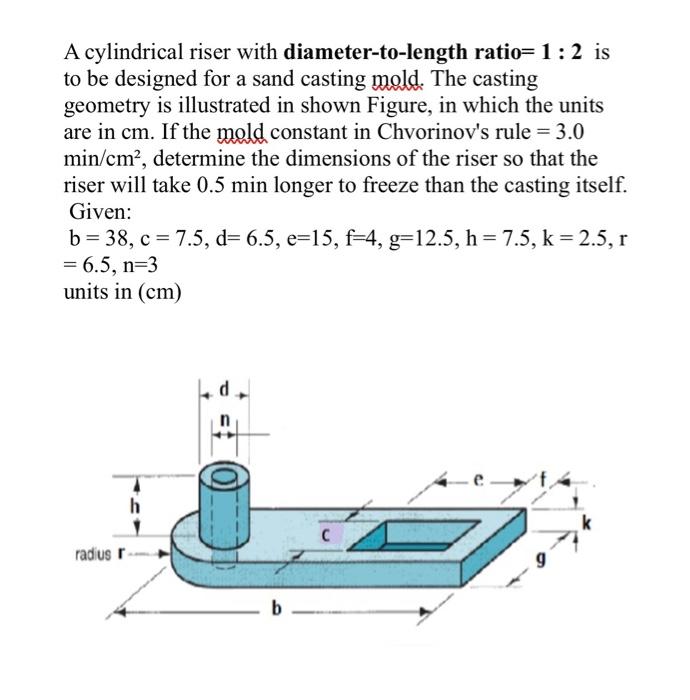 Solved A cylindrical riser with diameter-to-length ratio= | Chegg.com