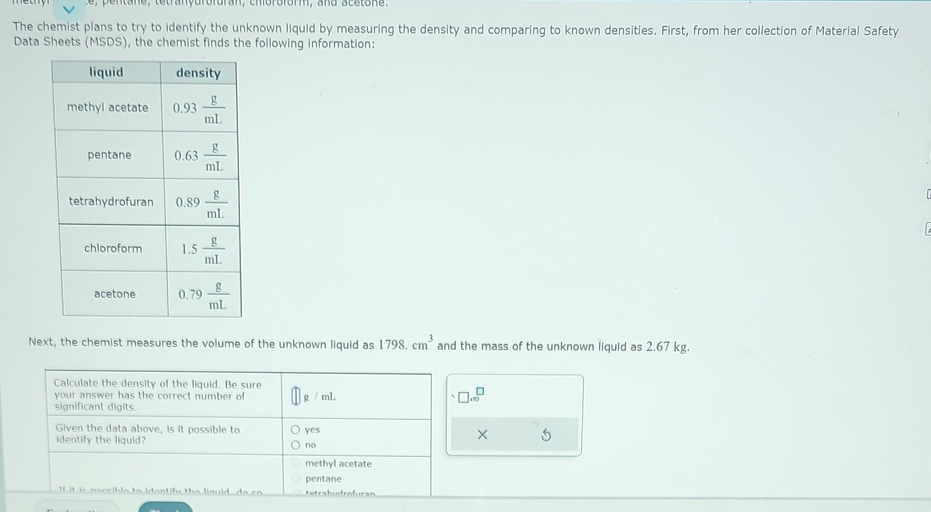 Solved The chemist plans to try to identify the unknown | Chegg.com