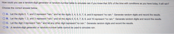 Solved How Could You Use A Random Digit Generator Or