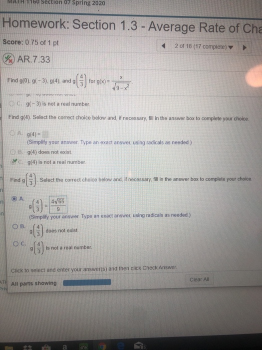 Solved MATH 1160 Section 07 Spring 2020 Homework: Section | Chegg.com