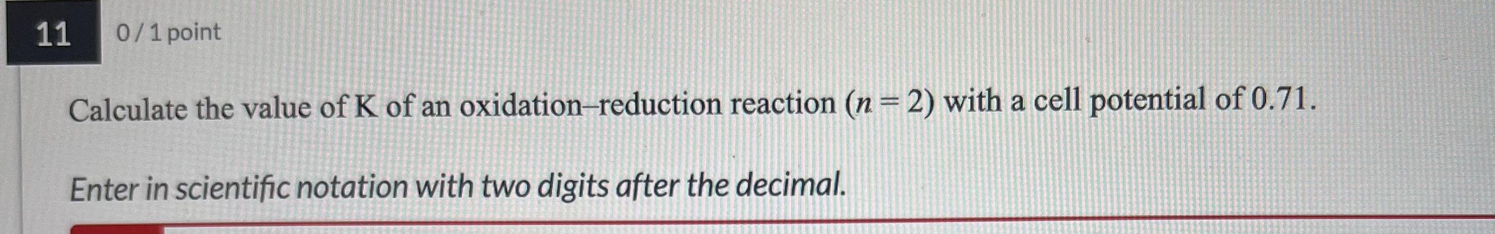 Solved Calculate the value of K ﻿of an oxidation-reduction | Chegg.com