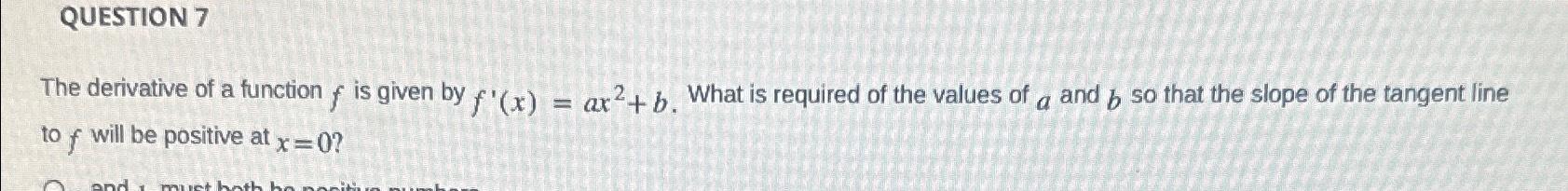 Solved QUESTION 7The derivative of a function f ﻿is given by | Chegg.com