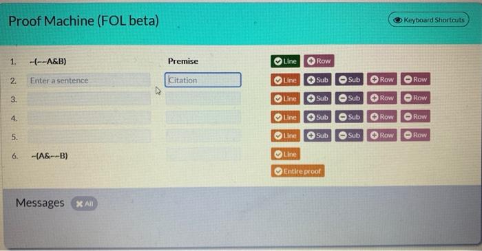 Proof Machine (FOL beta) | Chegg.com