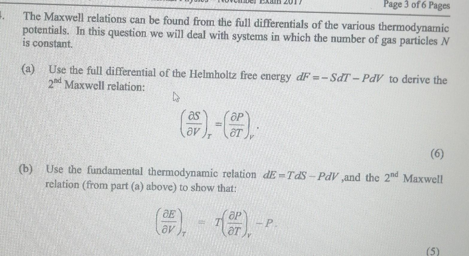 Solved The Maxwell relations can be found from the full | Chegg.com