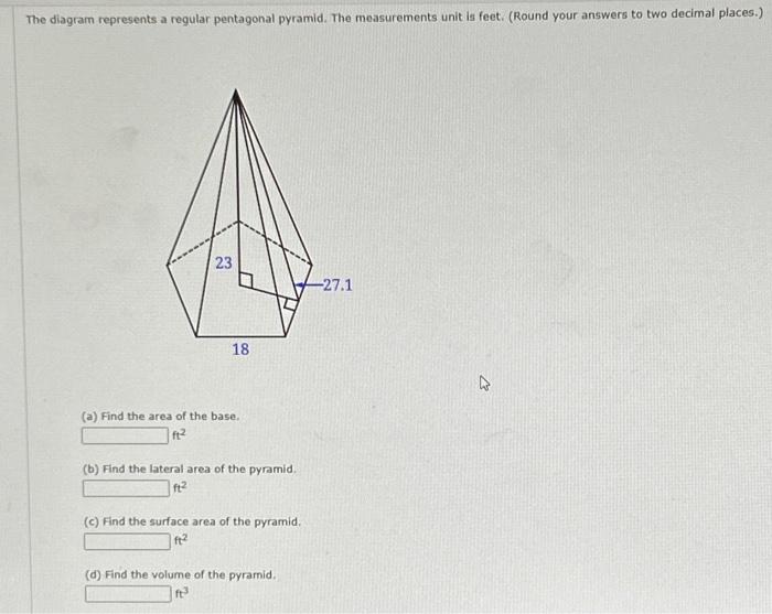Solved The diagram represents a regular pentagonal pyramid. | Chegg.com