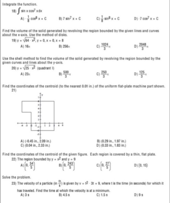 Solved Integrate The Function 18 Sinx Cos Xdx A 1088 X
