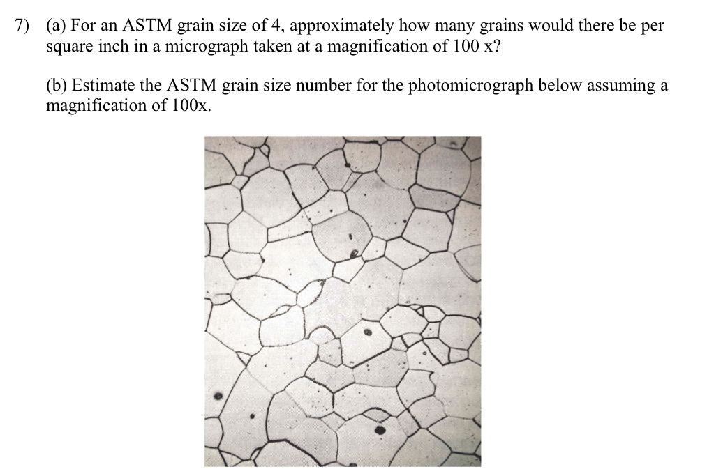 Solved (a) ﻿For an ASTM grain size of 4, ﻿approximately how | Chegg.com
