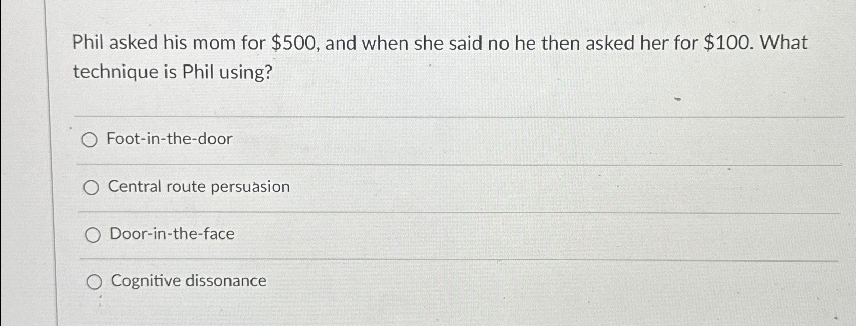 Solved Phil asked his mom for $500, ﻿and when she said no he | Chegg.com