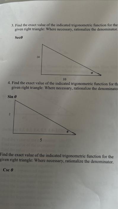 Solved 3. Find the exact value of the indicated | Chegg.com
