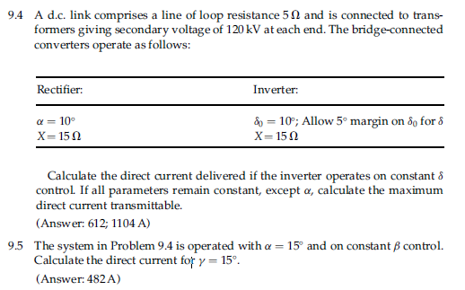9.4 ﻿A d.c. ﻿link comprises a line of loop resistance | Chegg.com