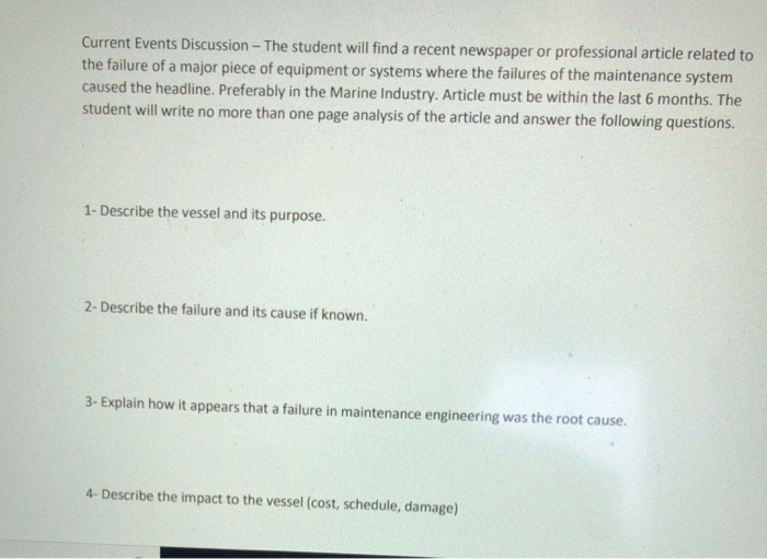 Solved Current Events Discussion - The student will find a | Chegg.com
