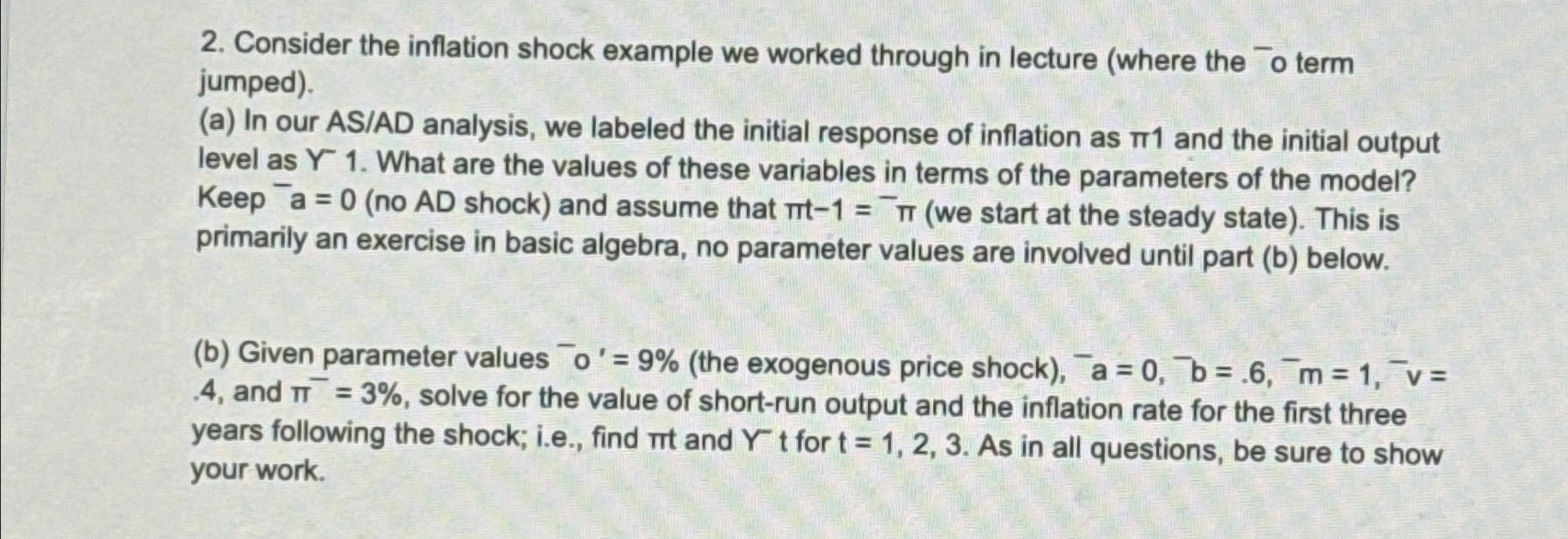 Solved Consider the inflation shock example we worked | Chegg.com