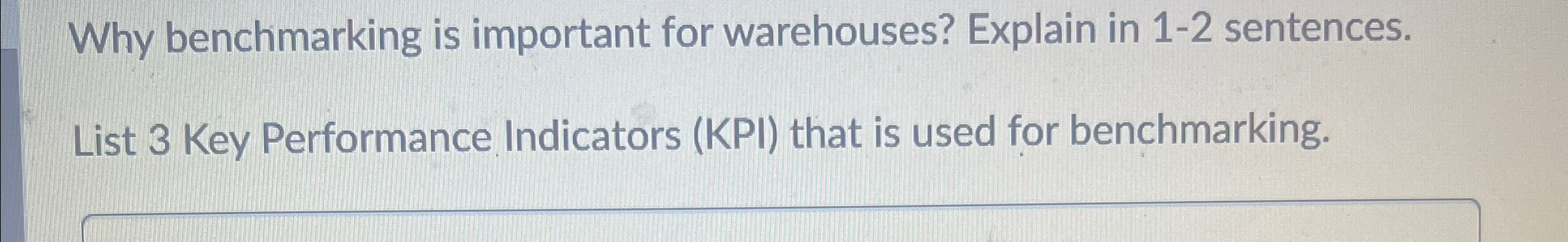 Solved Why benchmarking is important for warehouses? Explain | Chegg.com