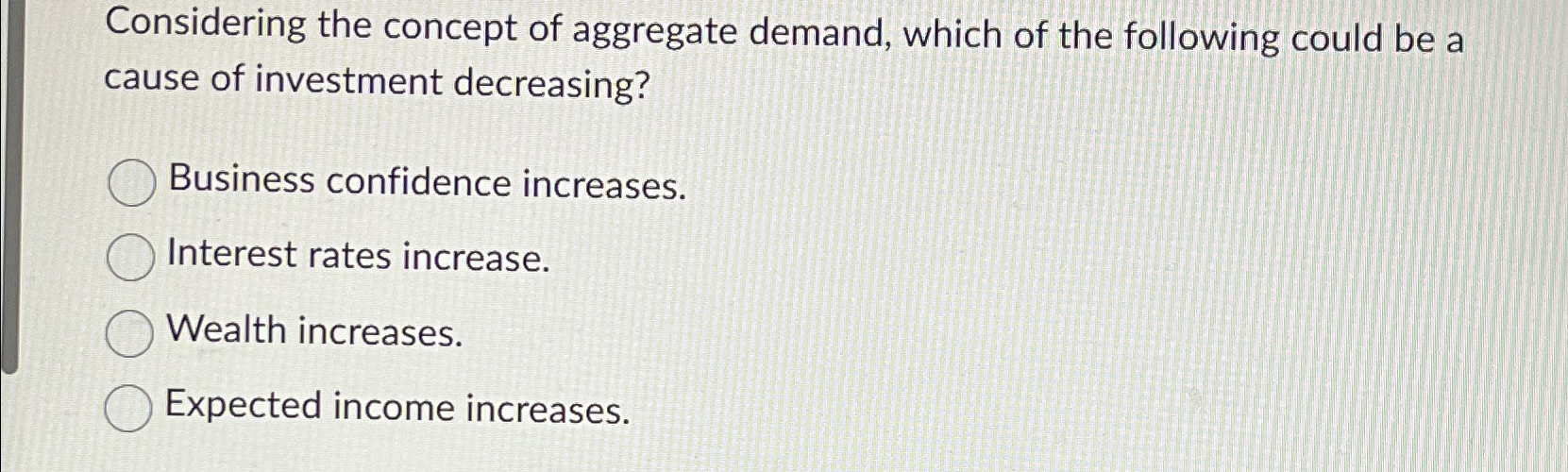Solved Considering the concept of aggregate demand, which of | Chegg.com