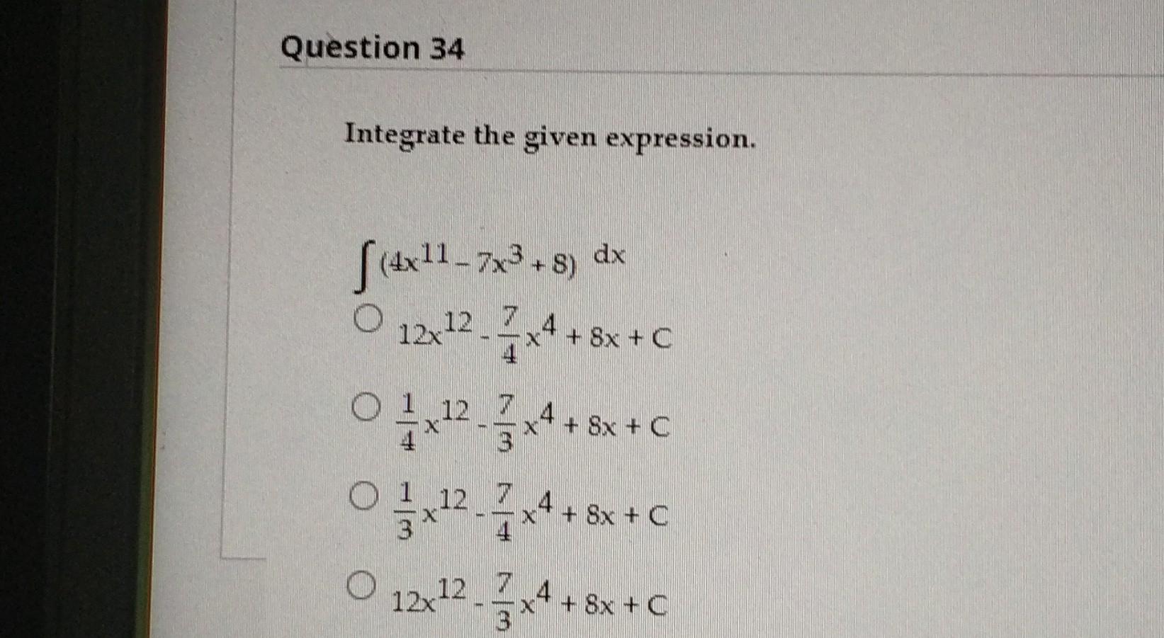 Solved Integrate the given expression. | Chegg.com