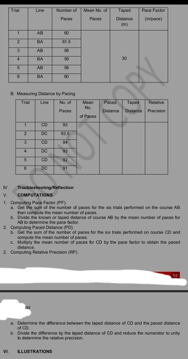 Solved B. Measuring Distance by Pacing IV. | Chegg.com
