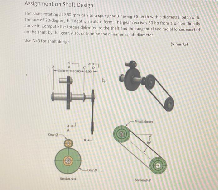 Solved Assignment on Shaft Design The shaft rotating at 550 | Chegg.com