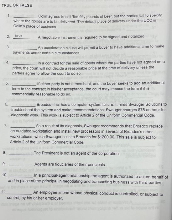 Solved Business Law True or False | Chegg.com