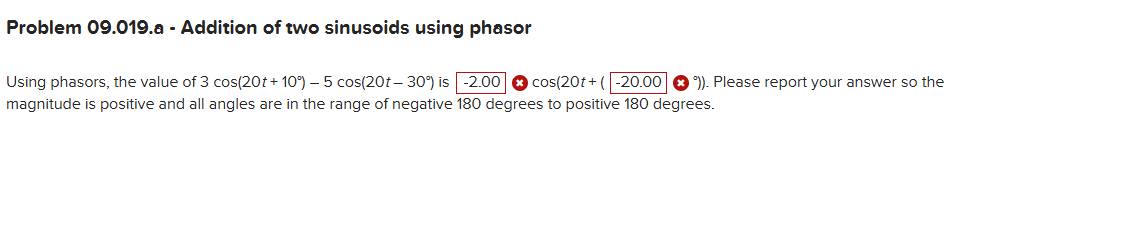 Solved Problem 09.019.a - ﻿Addition of ﻿two sinusoids ﻿using | Chegg.com