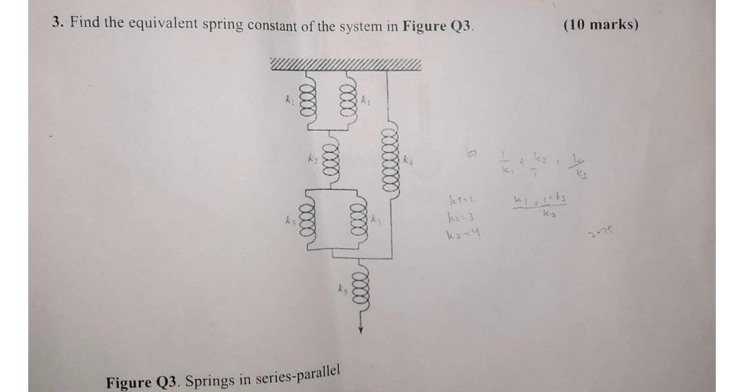 Solved 3. Find the equivalent spring constant of the system | Chegg.com
