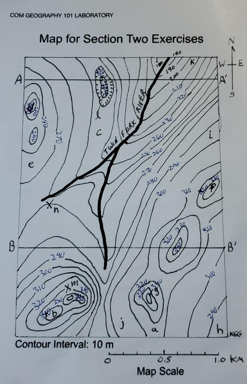 Solved COM GEOGRAPHY 101 LABORATORY Map for Section Two | Chegg.com
