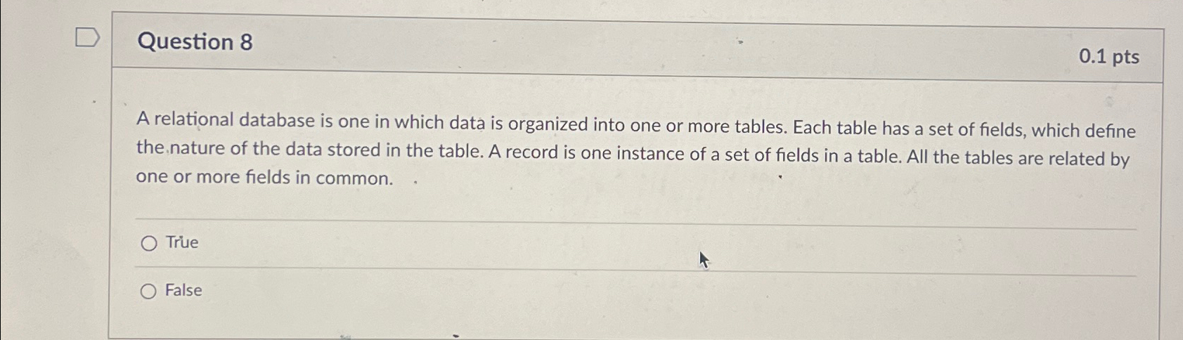 Solved Question 80.1 ﻿ptsA relational database is one in | Chegg.com
