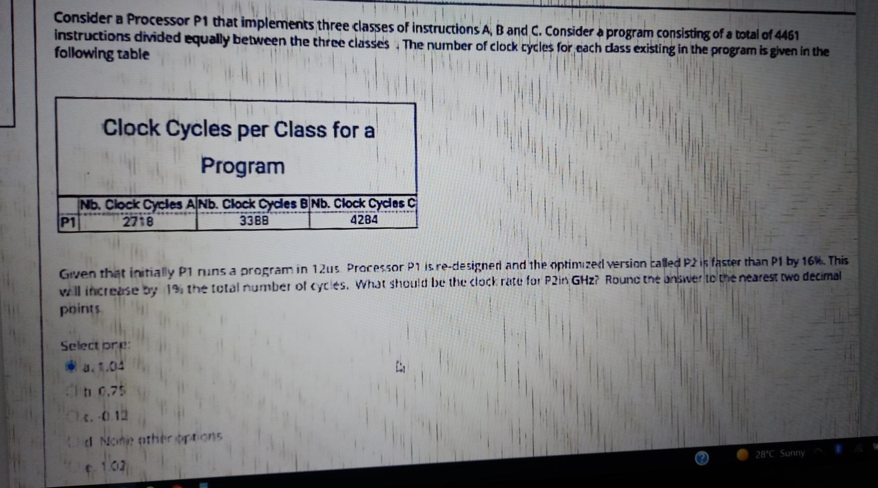 Solved Consider a Processor P1 that implements three classes | Chegg.com