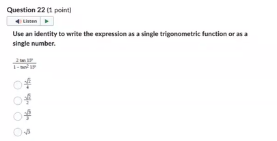 Solved Use an identity to write the expression as a single | Chegg.com