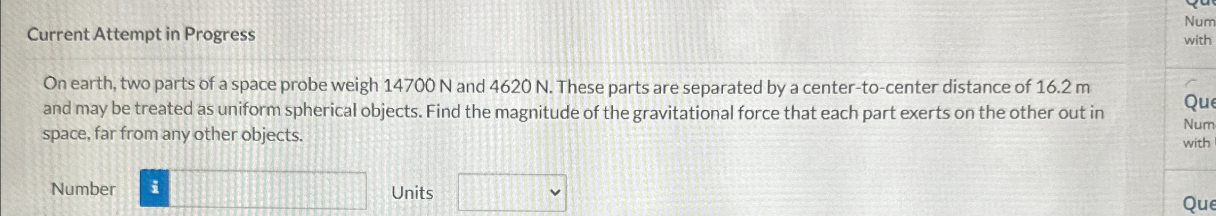Solved Current Attempt in ProgressOn earth, two parts of a | Chegg.com