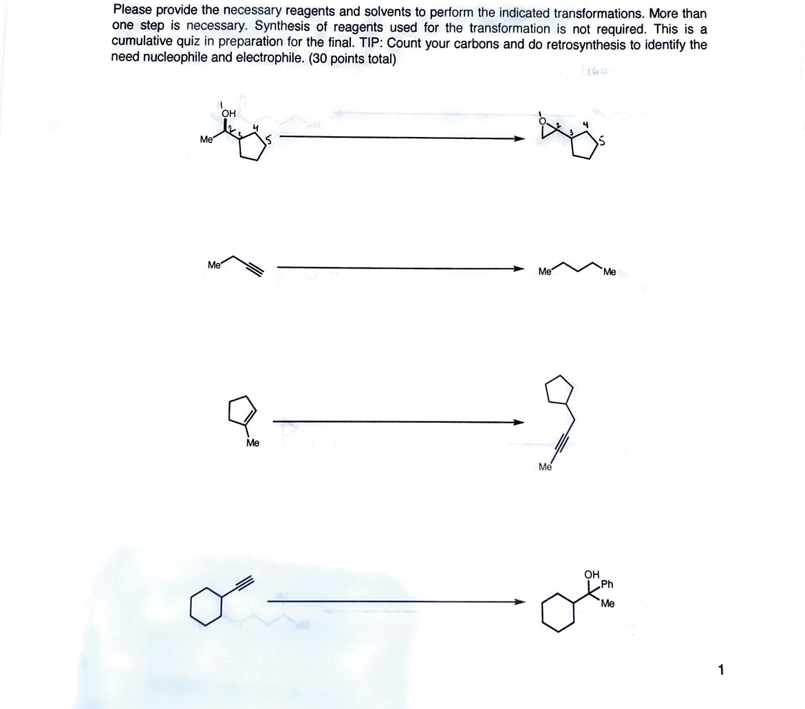 Solved Please provide the necessary reagents and solvents to | Chegg.com