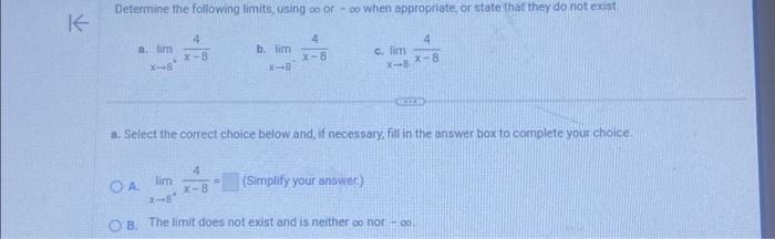 Solved K Determine the following limits, using oo or - co | Chegg.com