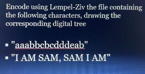 Solved Encode using Lempel-Ziv the file containing the | Chegg.com