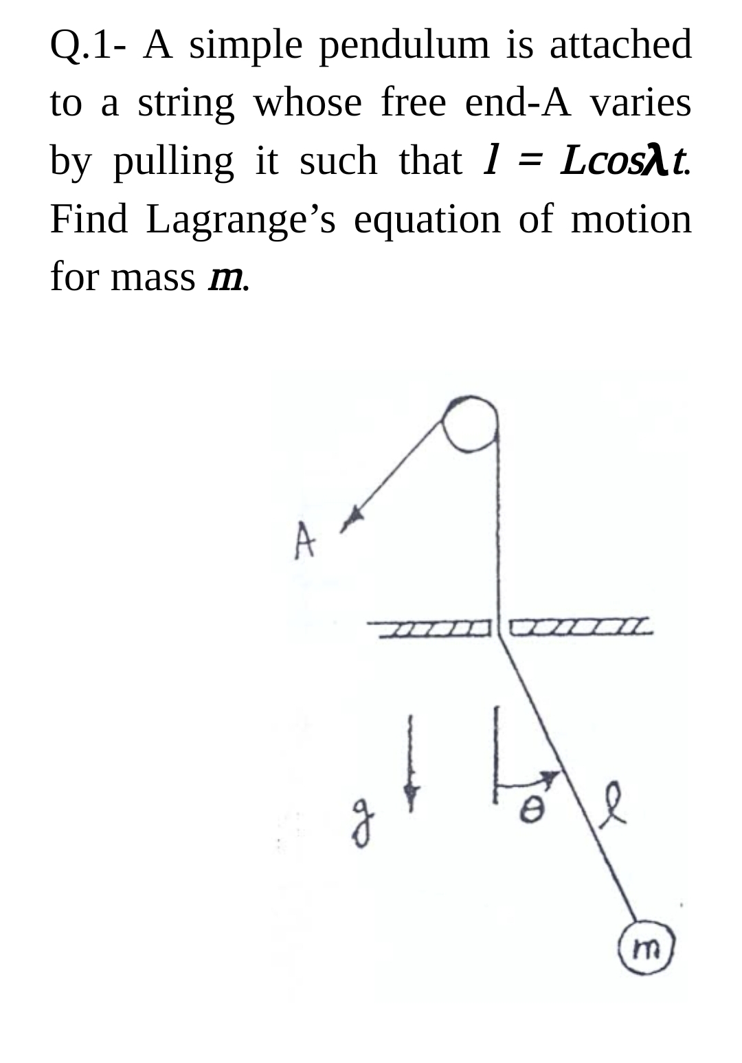 Solved Q.1- ﻿A simple pendulum is attached to a string whose | Chegg.com