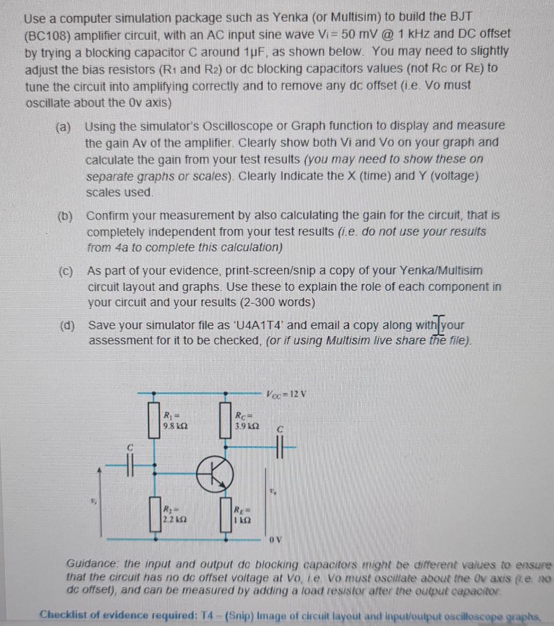 Use a computer simulation package such as Yenka (or | Chegg.com