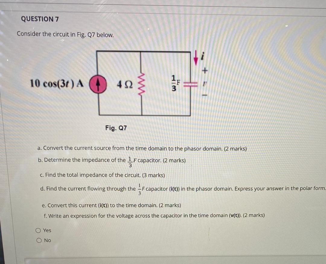 Solved QUESTION 7 Consider the circuit in Fig. Q7 below. 10 | Chegg.com