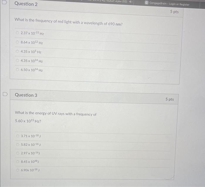 Solved What is the frequency of red light with a wavelength | Chegg.com