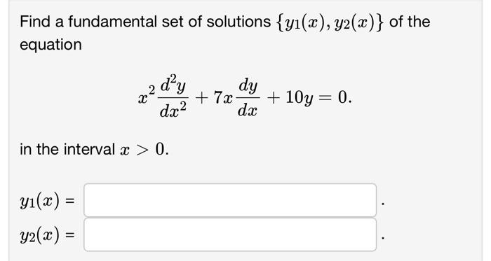 Solved Find a fundamental set of solutions {y1(x),y2(x)} of | Chegg.com