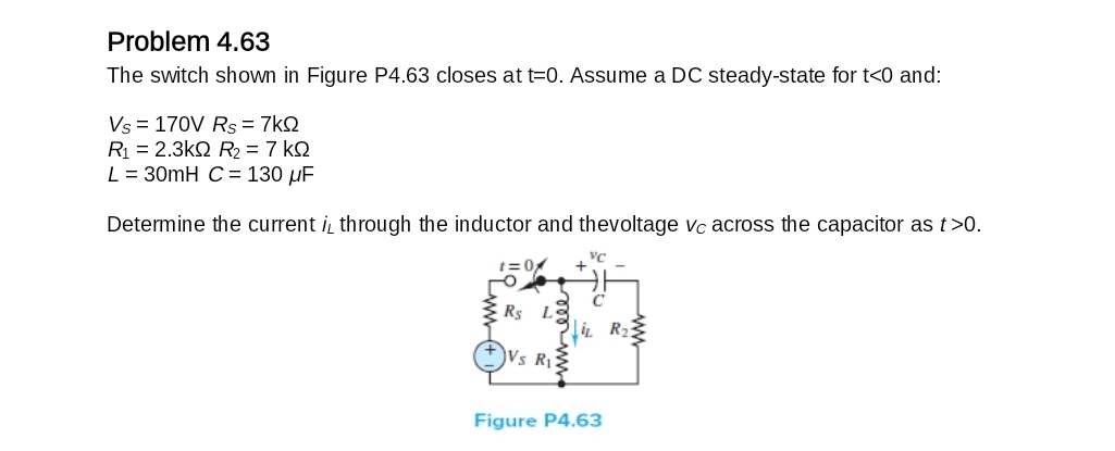 Solved Problem 4.63The switch shown in Figure P4.63 ﻿closes | Chegg.com