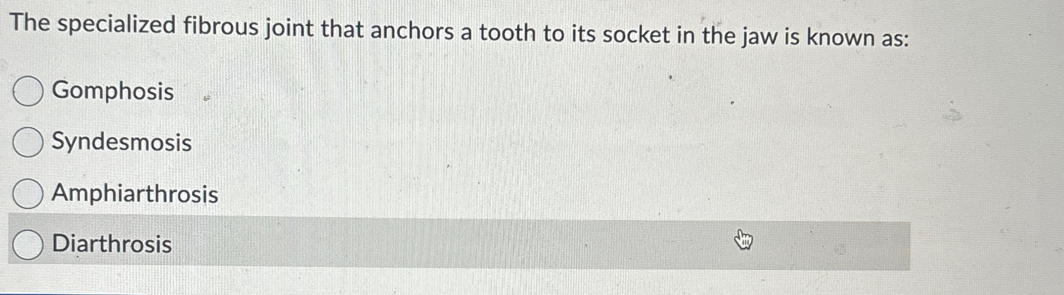 Solved The specialized fibrous joint that anchors a tooth to | Chegg.com
