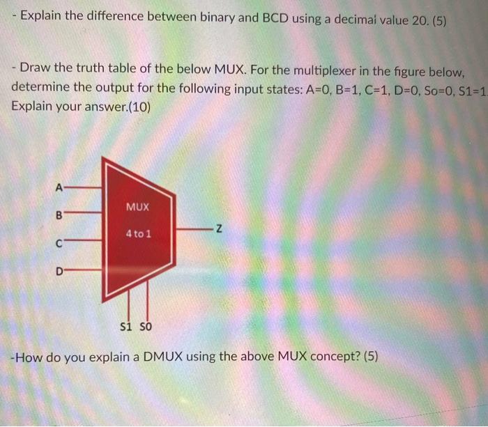 Solved - Explain the difference between binary and BCD using | Chegg.com