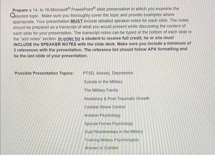 Solved Prepare a 14- to 16-Microsoft ∘ PowerPoint ∘ slide | Chegg.com